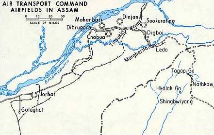 CBI Theater Map: ATC Airfields in Assam
