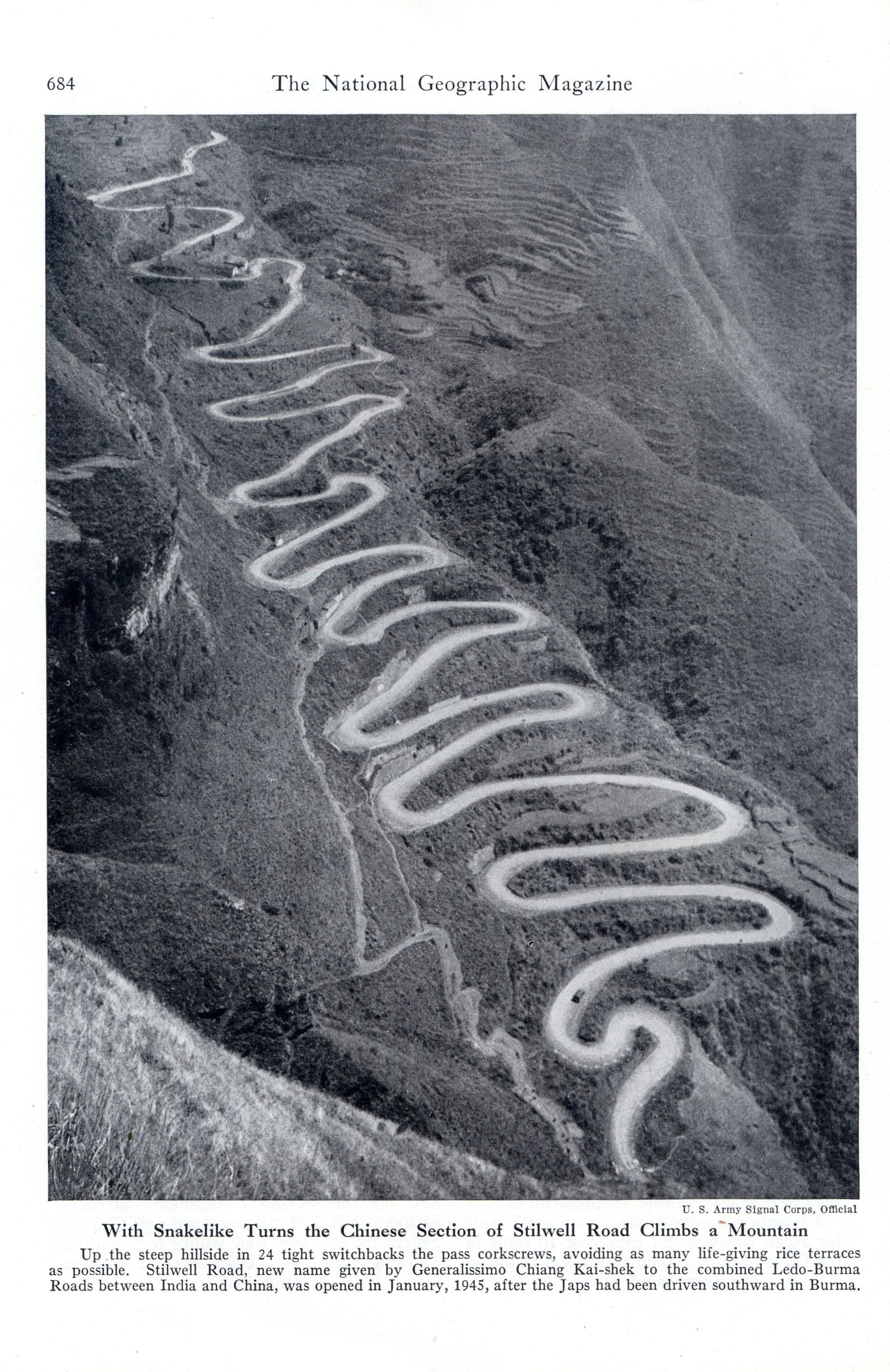 Stilwell Road - Land Route to China - The National Geographic - June 1945